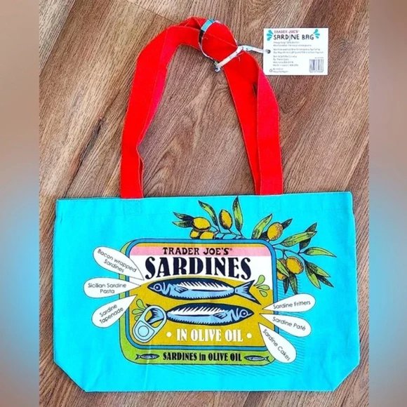 Trader Joe'S | Bags | Trader Joes Sardines Reusable Shopping Tote ...